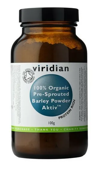 100% Organic Pre-Sprouted barley powder active 100g Viridian