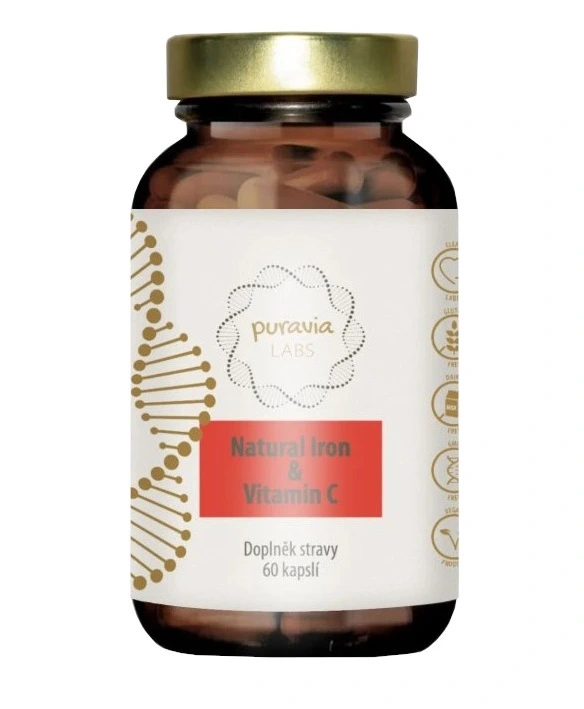 Přírodní železo + Vitamín C (BIO Acerola) 60 cps PuraviaLabs